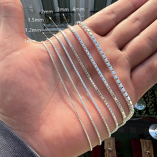 Snapklik.com : 925 Sterling Silver Box Chains For Men 2mm Silver Box ...