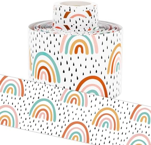 Amazon.com: durony 65.6 Feet Rainbow Bulletin Board Border Boho Border ...