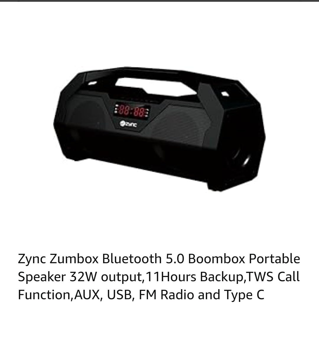 Zync Zumbox Bluetooth 5.0 Boombox Portable Speaker 32W Output,10Hours ...