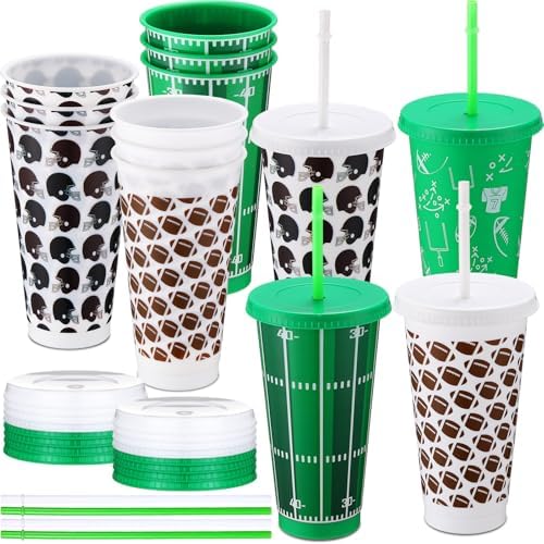 Amazon.com: 12 Set Football Ball Cups with Straws and Lids, 10 oz ...