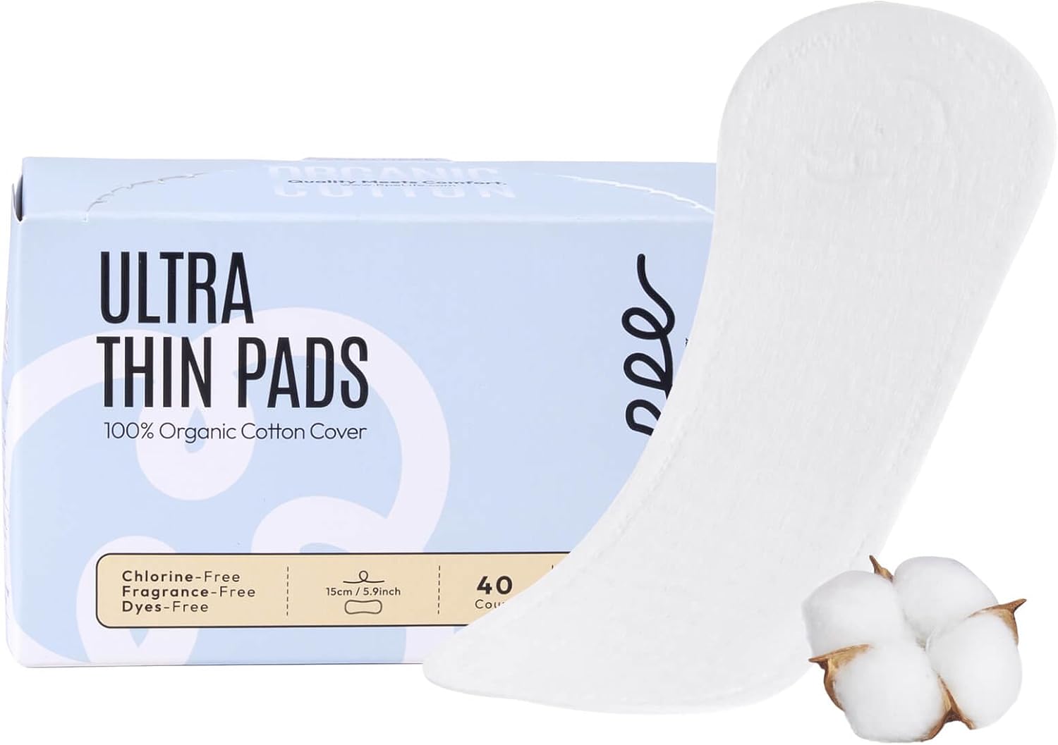 Amazon.com: 100% Organic Panty Liners for Women, Ultra Thin Cotton ...