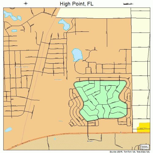 Large Street & Road Map of High Point, Florida FL - Printed poster size ...