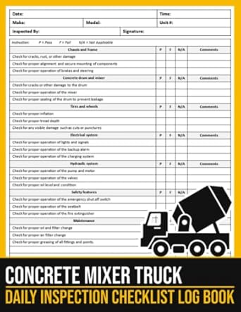 Concrete Mixer Truck Daily Inspection Checklist: Mixer Truck Safety ...