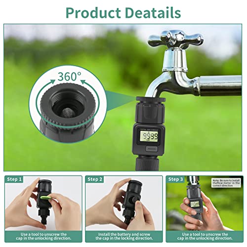 Landrip Water Flow Meter, Hose Water Meter with 4 Measure Modes, IP6X ...