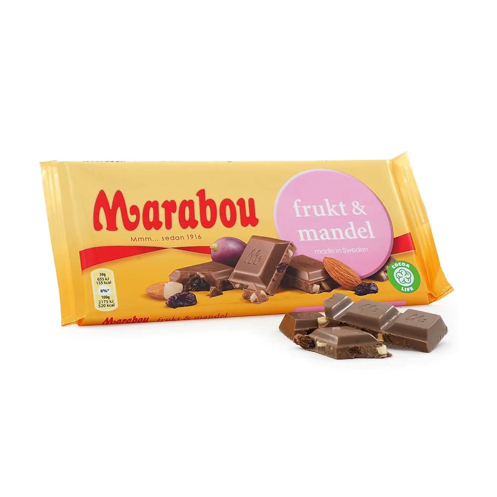 Marabou Milk Chocolate Candy, 20 Pieces, 20g, Frukt & Mandel – Nibbleq