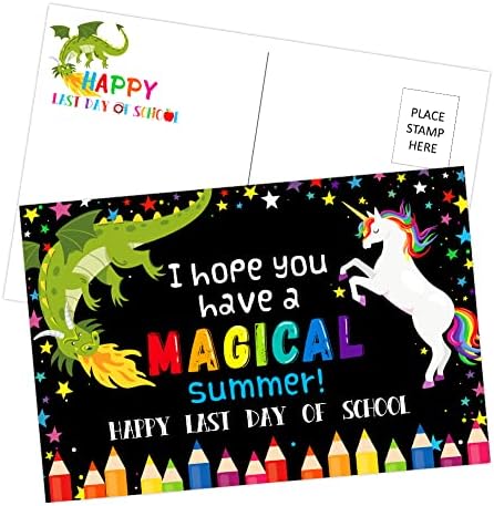 Amazon.com : SICOHOME Last Day Of School Postcards for Kids Magical ...