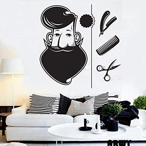 ARWY® Salon Wall Stickers Beard Hair Salon Shop Wall Stickers Vinyl ...