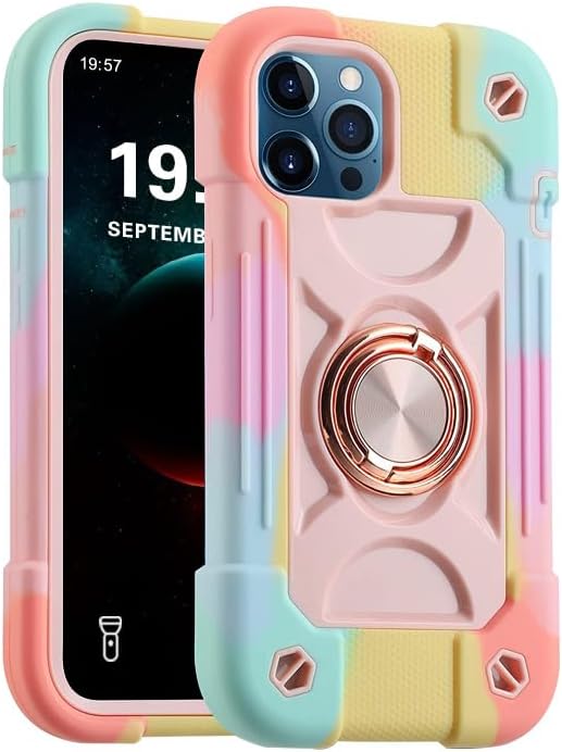 Funda para iPhone 12/12 Pro Uso rudo,con Soporte de Anillo,Resistente a ...