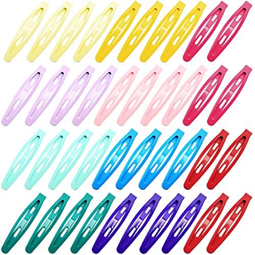 Amazon.com : 40 Pcs Metal Oval Snap Hair Clips and 24 Pcs Long Press on ...