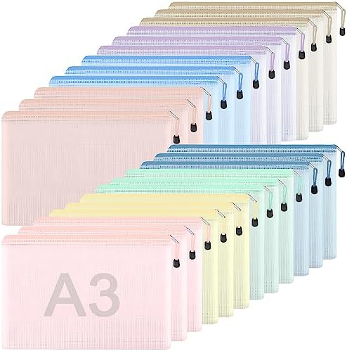 Amazon.com : EOOUT Large Mesh Zipper Pouch, 24pcs, A3 Zipper Bags ...
