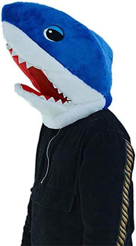 Amazon.com: Blue Plush Halloween Shark Head Mask Mascot Costumes ...