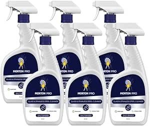 Amazon.com: Morton PRO NON-TOXIC GLASS & STAINLESS STEEL CLEANER, Salt-Based, Non-Hazardous, Non ...