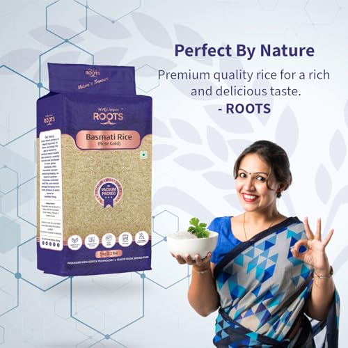 Roots Basmati Rice Rose Gold 5 kg (1 kg - Pack of 5) | Premium Long ...