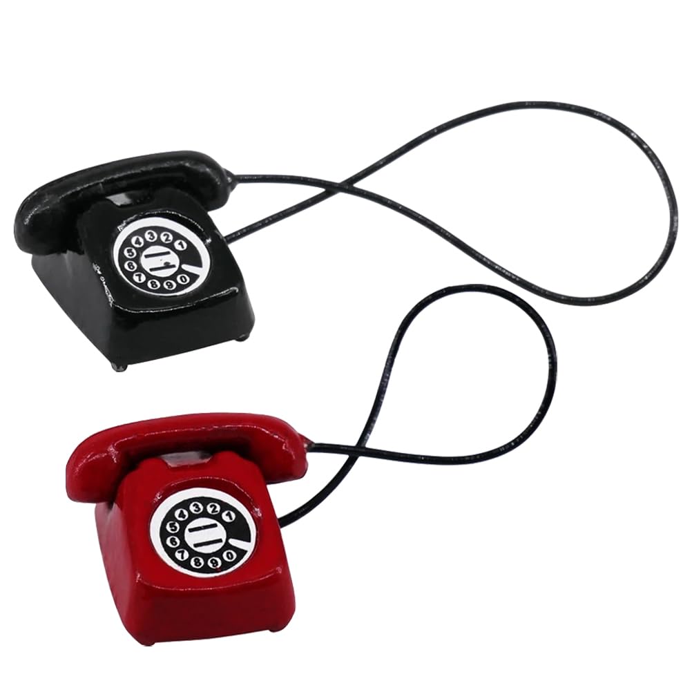 Amazon.com: MAGICLULU 2pcs Doll House Phone Miniature Tools Retro ...