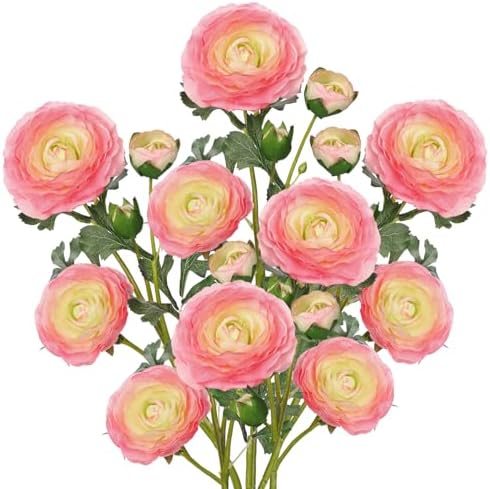 Amazon.com: Briful Pink Ranunculus Artificial Flowers Bouquets, Set of ...