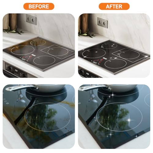 Meuvcol Glass Stove Top Cleaner Kit, 12 Oz Glass Cooktop Cleaner Non ...