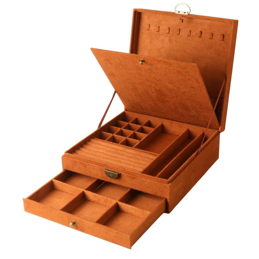 Amazon.com: GYJOYERO Women Jewelry Box Lockable 3 Layers Large Jewelry ...
