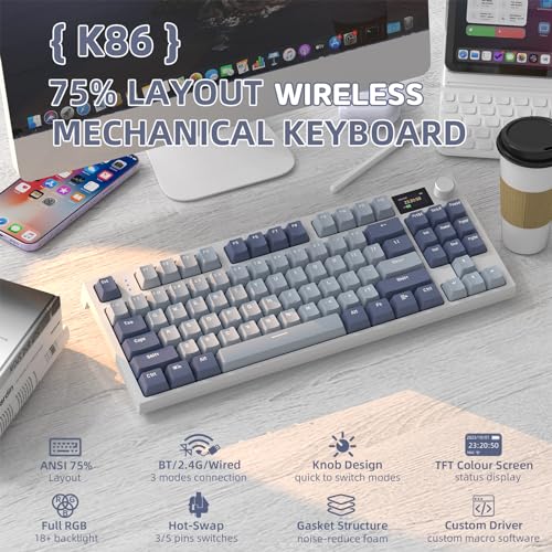 VGN GAMEPOWER RK86 Wireless Mechanical Keyboard Apex Pro TKL 75%, 2.4G ...