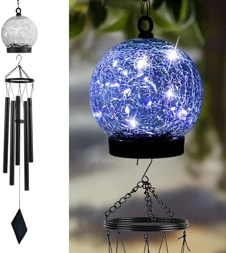 Amazon.com : Garden Wind Chimes Outdoor, Solar Hanging Glass Ball Wind ...