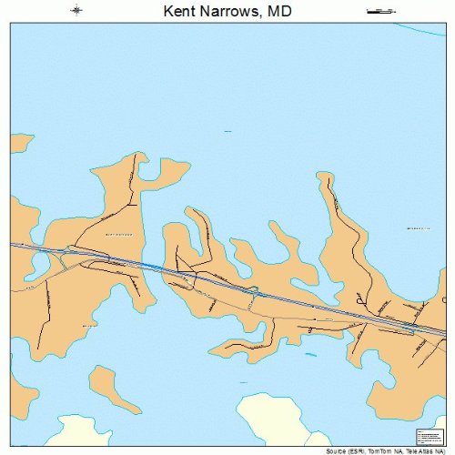 Amazon.com: Large Street & Road Map of Kent Narrows, Maryland MD ...