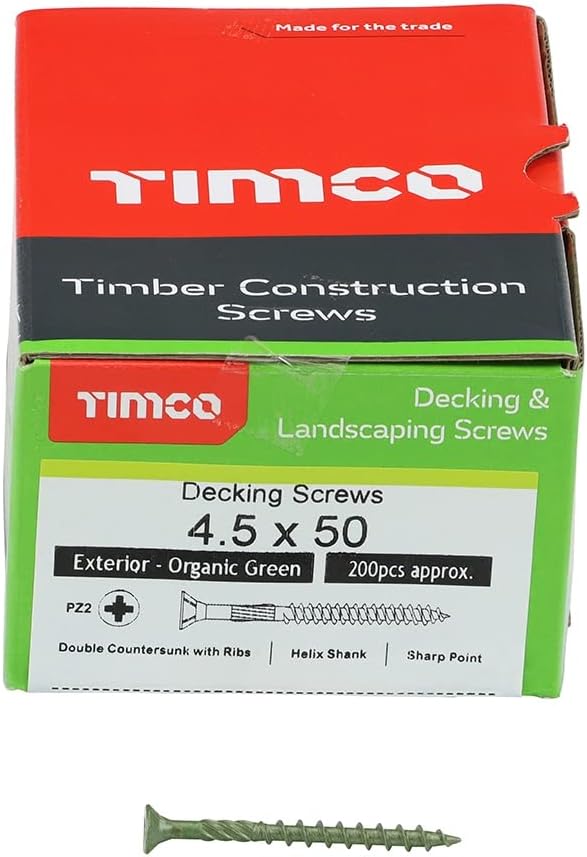 TIMco C2 Decking Screw TX20 CSK GRN Range - 4.5 x 65mm - Tub of 250 ...