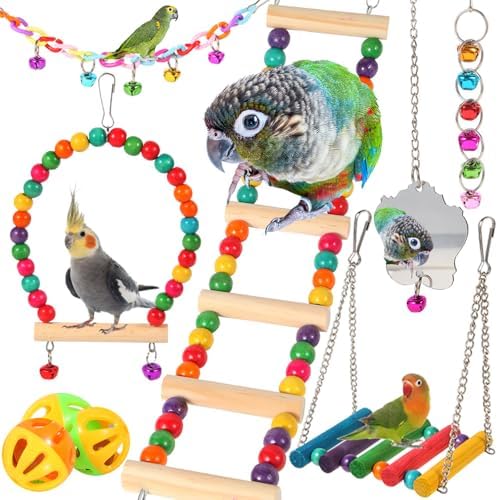 Bird Parrot Swing Toys, Chewing Standing Hanging Perch Hammock Climbing ...