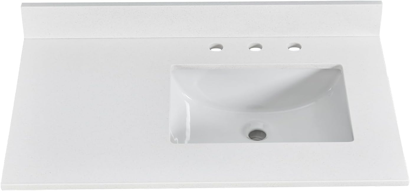 36"x22" Quartz Stone Bathroom Vanity Countertop with Right Offset ...