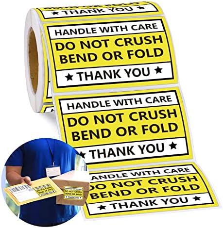 Amazon.com : Do not Crush Bend or Fold Warning Sticker 2X3 inch Yellow ...