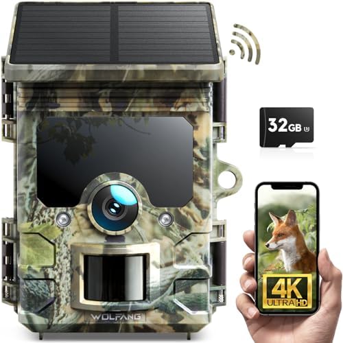 CEYOMUR Solar Wildlife Camera 4K 30fps, WiFi Bluetooth 68MP Trail ...
