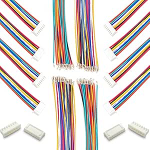 Kidisoii XH 2.54mm JST Connector Kit with 22AWG Pre-Crimped Wire, 2/3/4/5/6/7/8/9/10/12 Pin ...