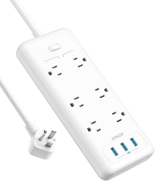 Amazon.com: Anker Surge Protector Power Strip, 6 Wide Outlets with 3 ...