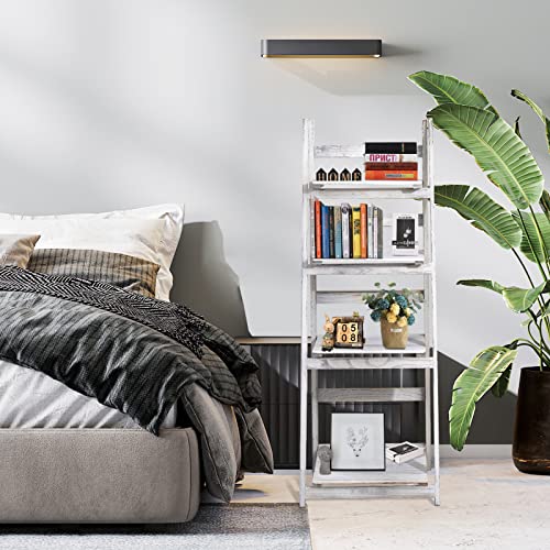 Snapklik.com : Foldable Plant Shelf, White Ladder Shelf, Wood Rustic ...