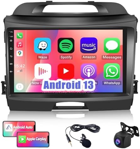 CAMECHO Android 13 Car Stereo for Kia Sportage 2010-2015 with Wireless Apple Carplay Android ...