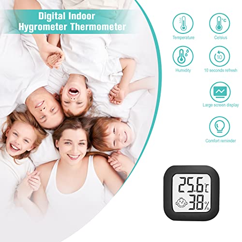 Hygrometer Thermometer Indoor 2 Pieces Black Indoor Thermometer Digital ...