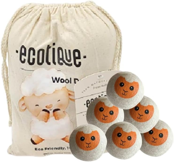 Amazon.com: Ecotique Organic Wool Dryer Balls - Pack of 6, 100% New Zealand Wool, Reusable ...