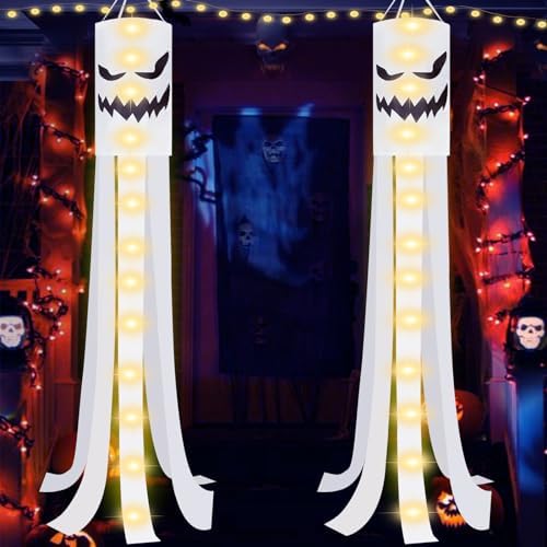 180CM Halloween Windsocks with Light 2 Sets Halloween Windsock Flags ...