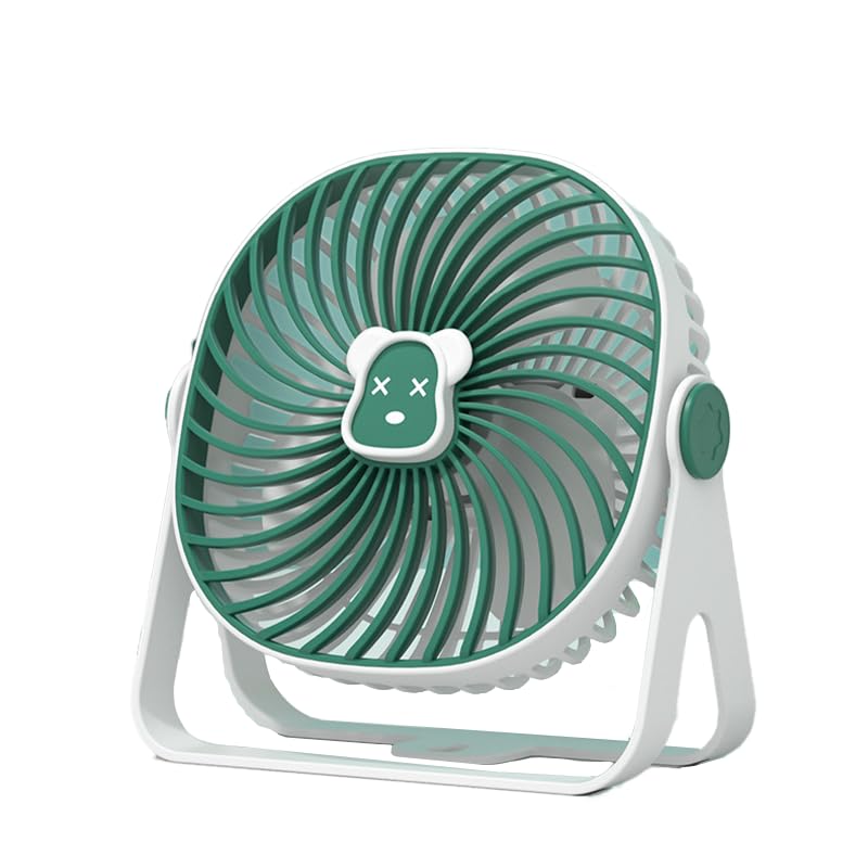 USB Rechargeable Portable Desk Fan, 4 Speed Settings, 6W, Green: Desk ...
