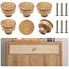 Wulitaotao 6 Pack Boho Rattan Cabinet Dresser Knobs Wood Knobs for ...