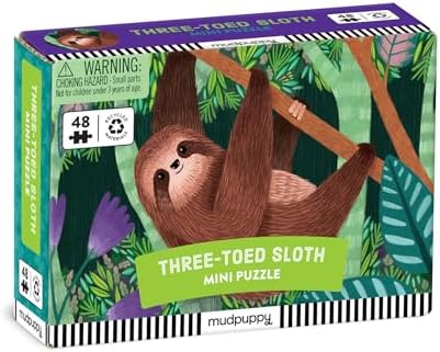 Amazon.com: Mudpuppy Three-Toed Sloth Mini Puzzle, 48 Pieces, 8” x 5.75 ...