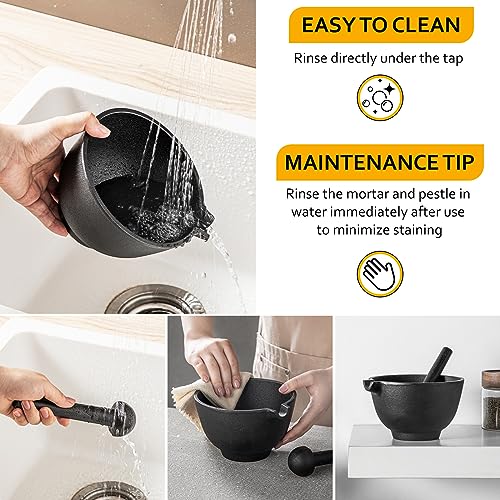 Snapklik.com : Cast Iron Mortar And Pestle Tool Set, 6.5 Inch Pestle ...