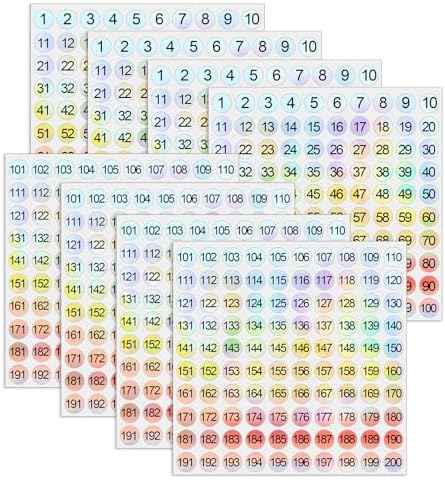 Amazon.com: YQQYG 8 Sheets Small Number Stickers 1-200, Vinyl ...