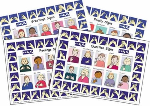 Let's Sign: BSL Poster/Mats A4 Set of 4: UNKNOWN: 9780953506972: Amazon ...