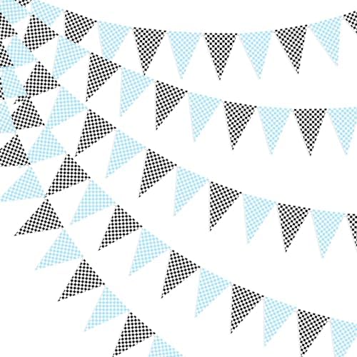 Amazon.com: Blue Race Car Party Decorations - 3PCS Checkered Pennant ...