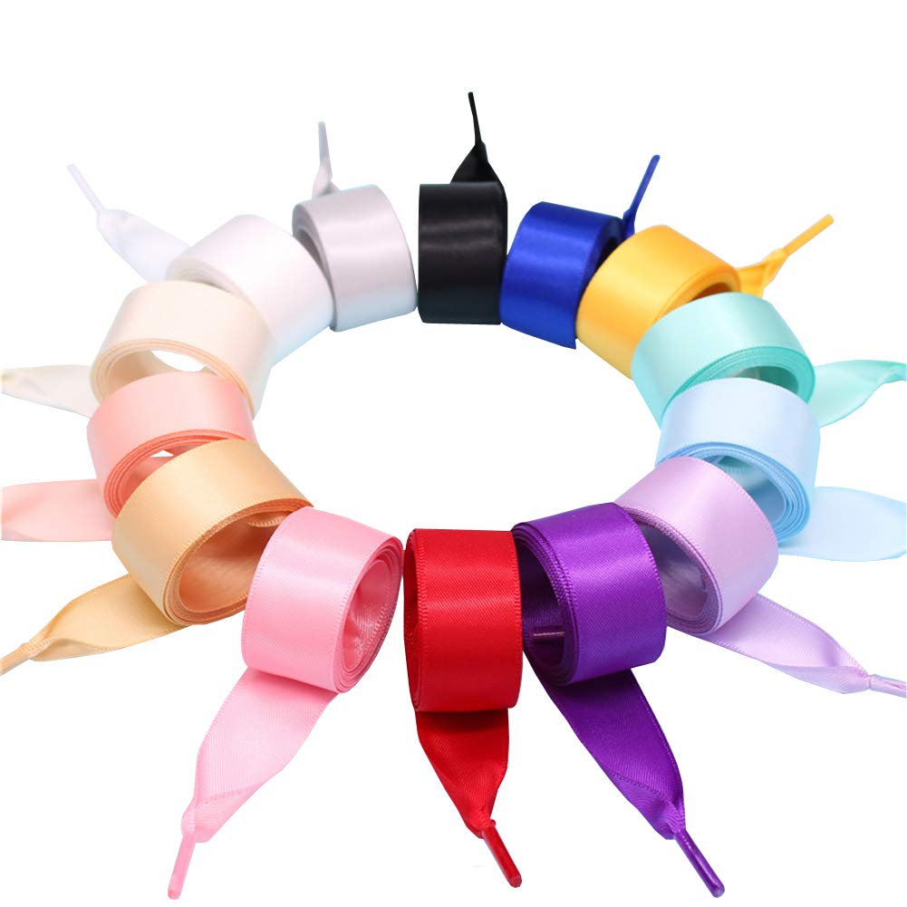 Amazon.com: 10 Pairs Soft Casual Flat Satin Ribbon Shoelace Women ...