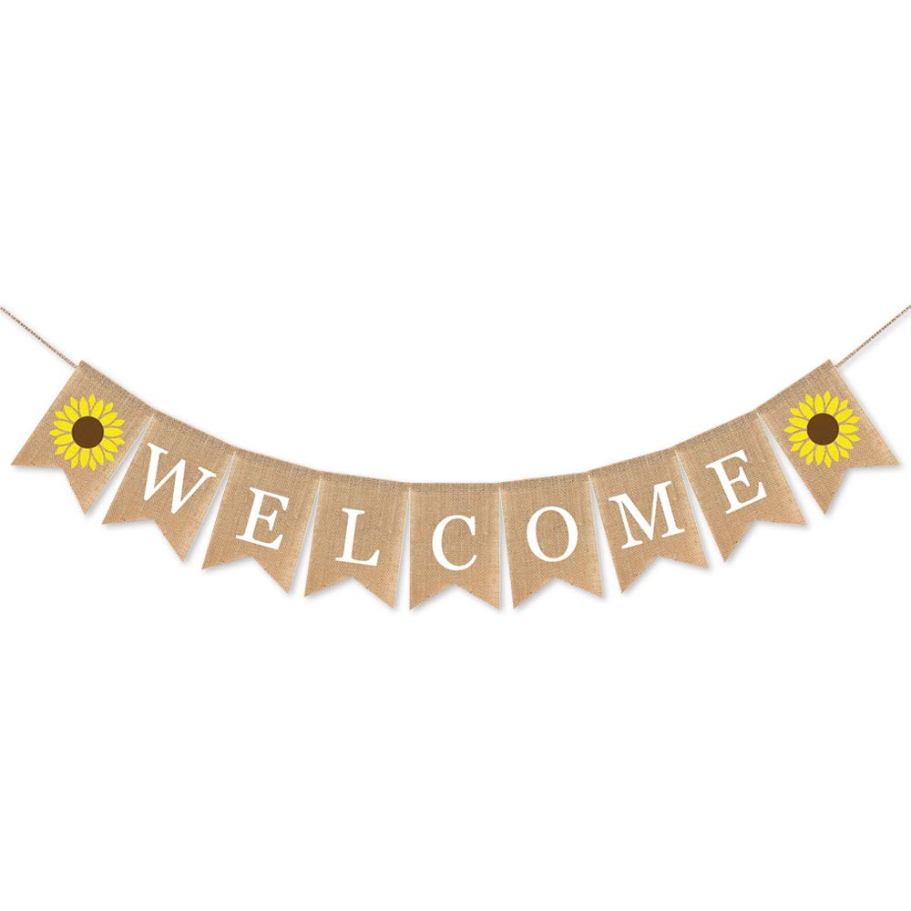 Amazon.com: SWYOUN Burlap Welcome Banner with Sunflower Gender Reveal ...
