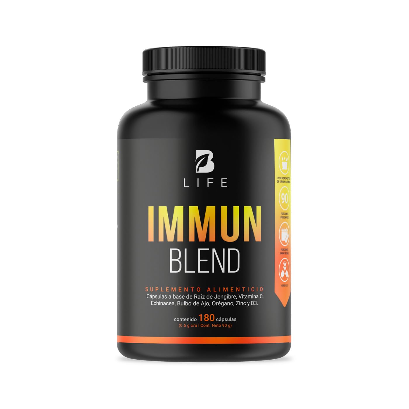 Immun Blend 180 Cápsulas 1000 mg por porción. Jengibre, Vitamina C, D3 ...