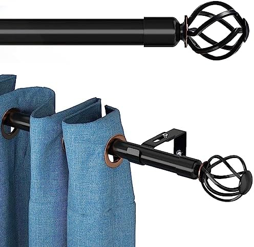 Amazon.com: Black Long Curtain Rod 72-144 inch, Heavy Duty Curtain Rods ...