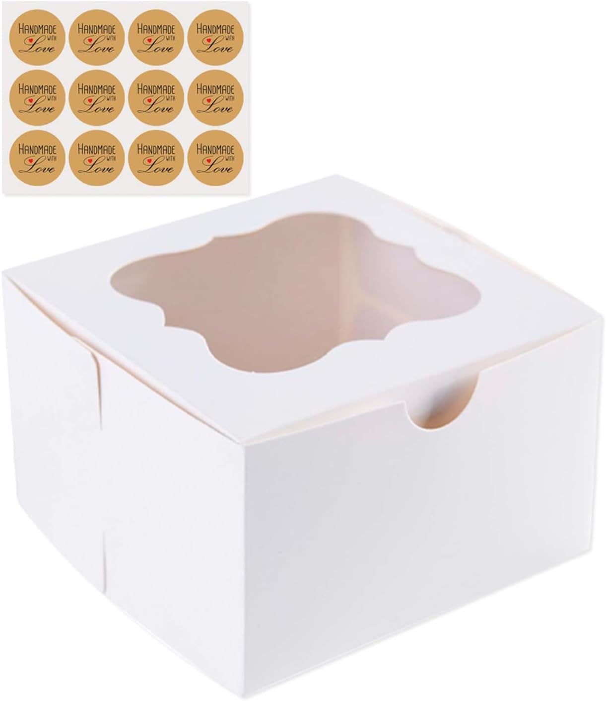 Amazon.com: SELMY Bakery Boxes with Window [24-Pack] - White Cake Boxes ...
