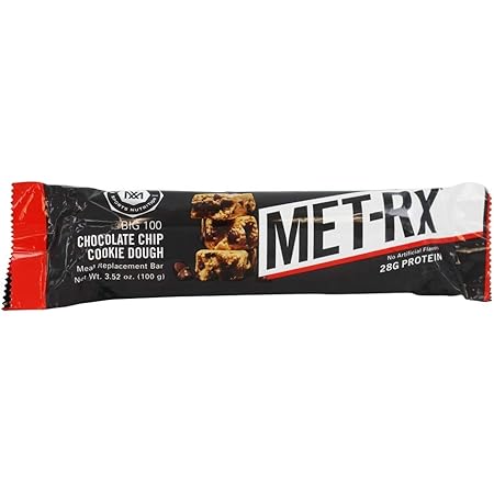 MET-Rx Big 100 Meal Replacement Bar, Chocolate Chip Cookie Dough, 3.52 ...