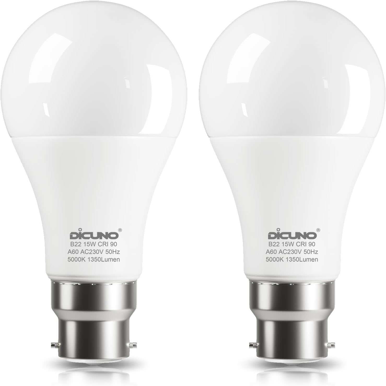 DiCUNO B22 Bayonet LED Bulb, Daylight White 5000K, 100W Equivalent, B22 ...